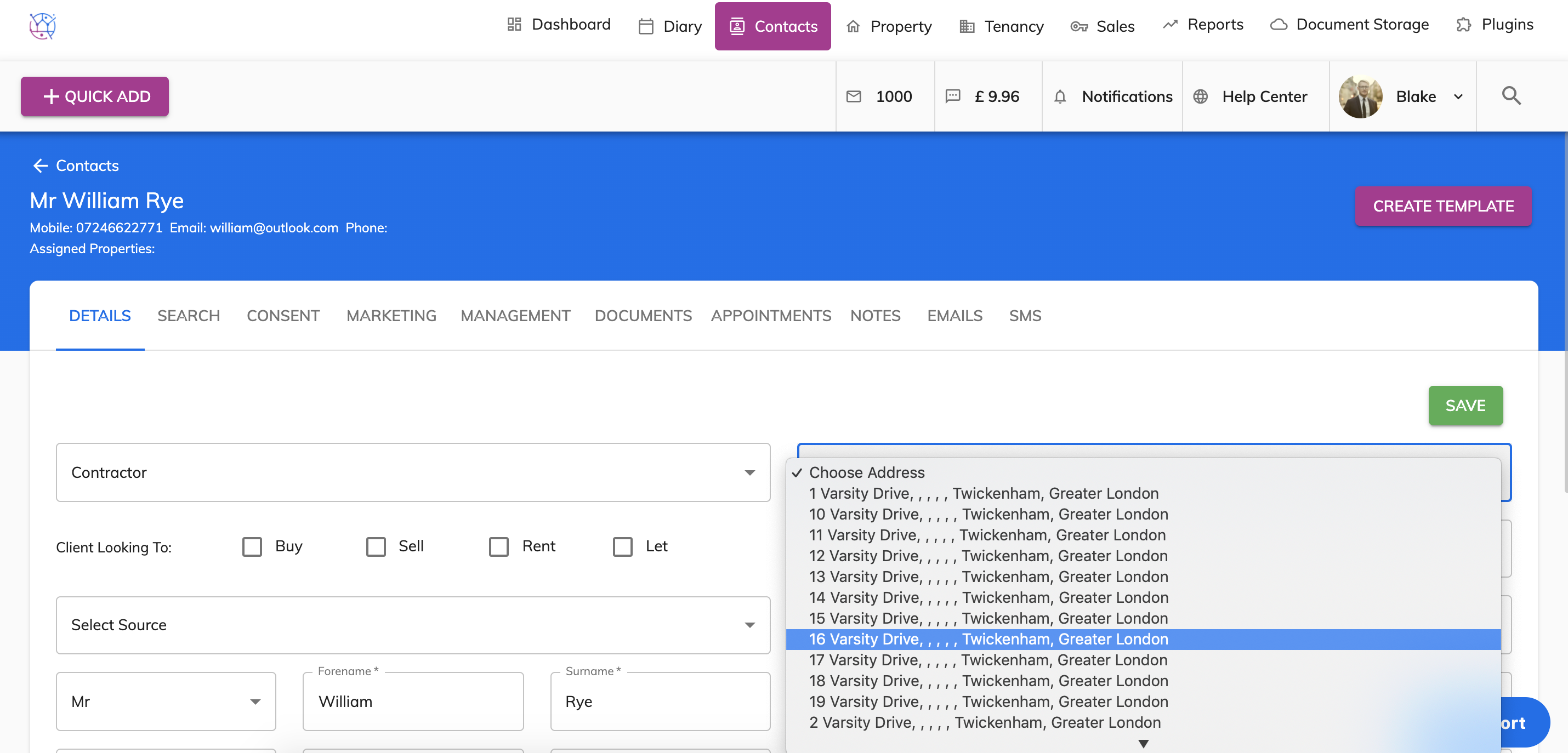 Postcode look up when adding a contact – Juvo